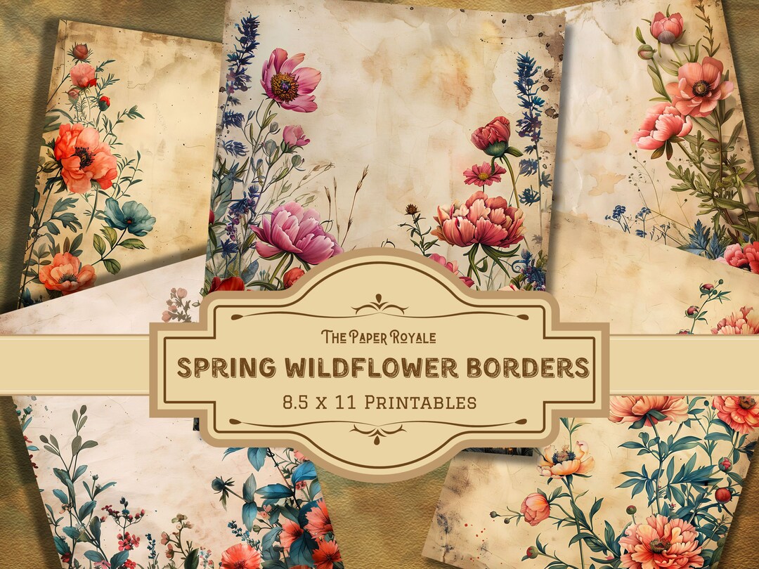 Spring Wildflower Borders: 8.5x11 Printable Floral Pages (digital ...