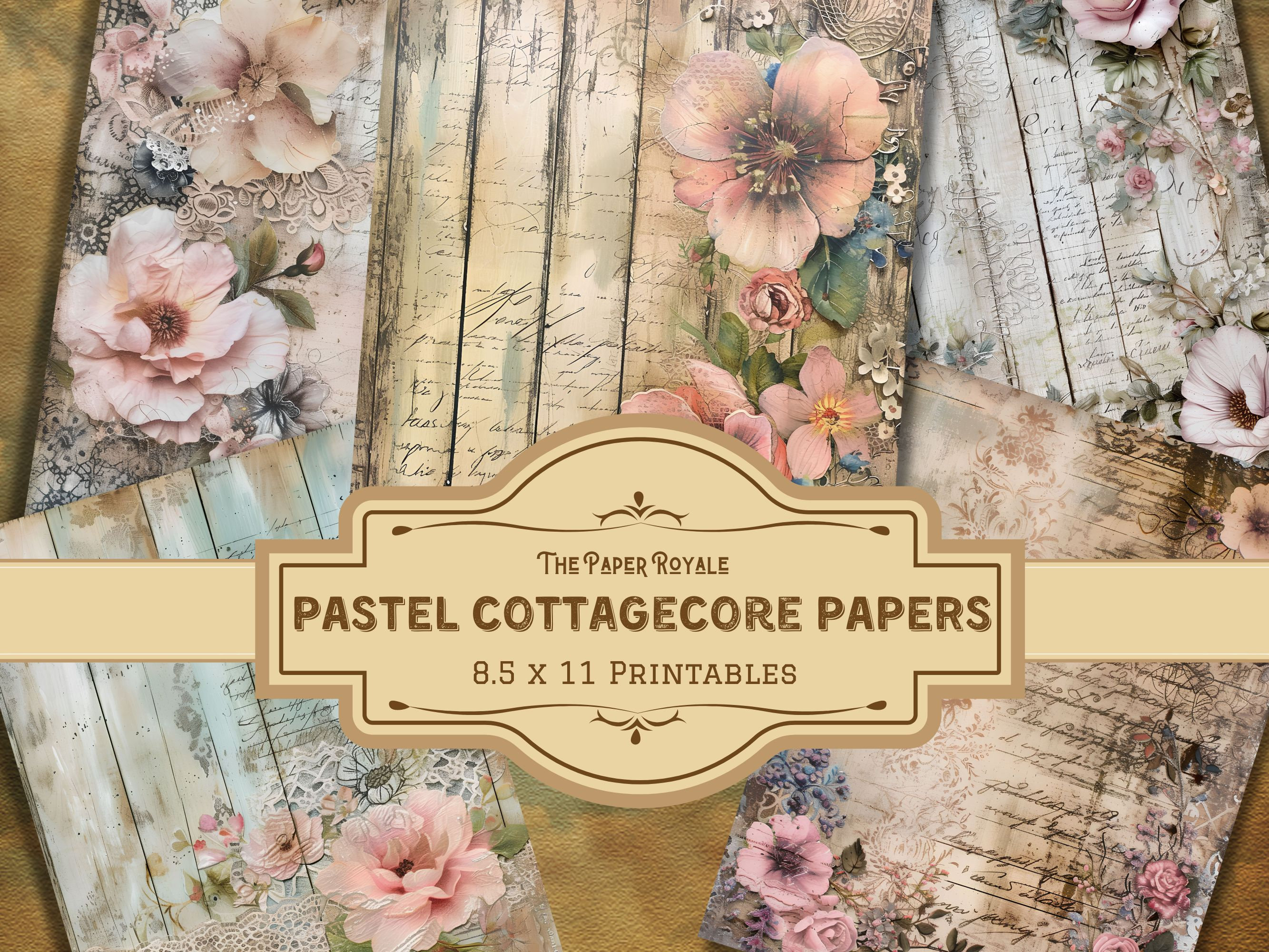 28 Pastel Cottagecore Papers, Ephemera Pack, Junk Journal Pages, Rustic ...
