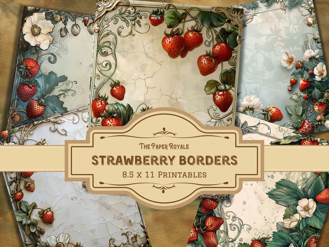20 Strawberry Borders, 8.5x11 Inch, Printable, Decorative Borders ...
