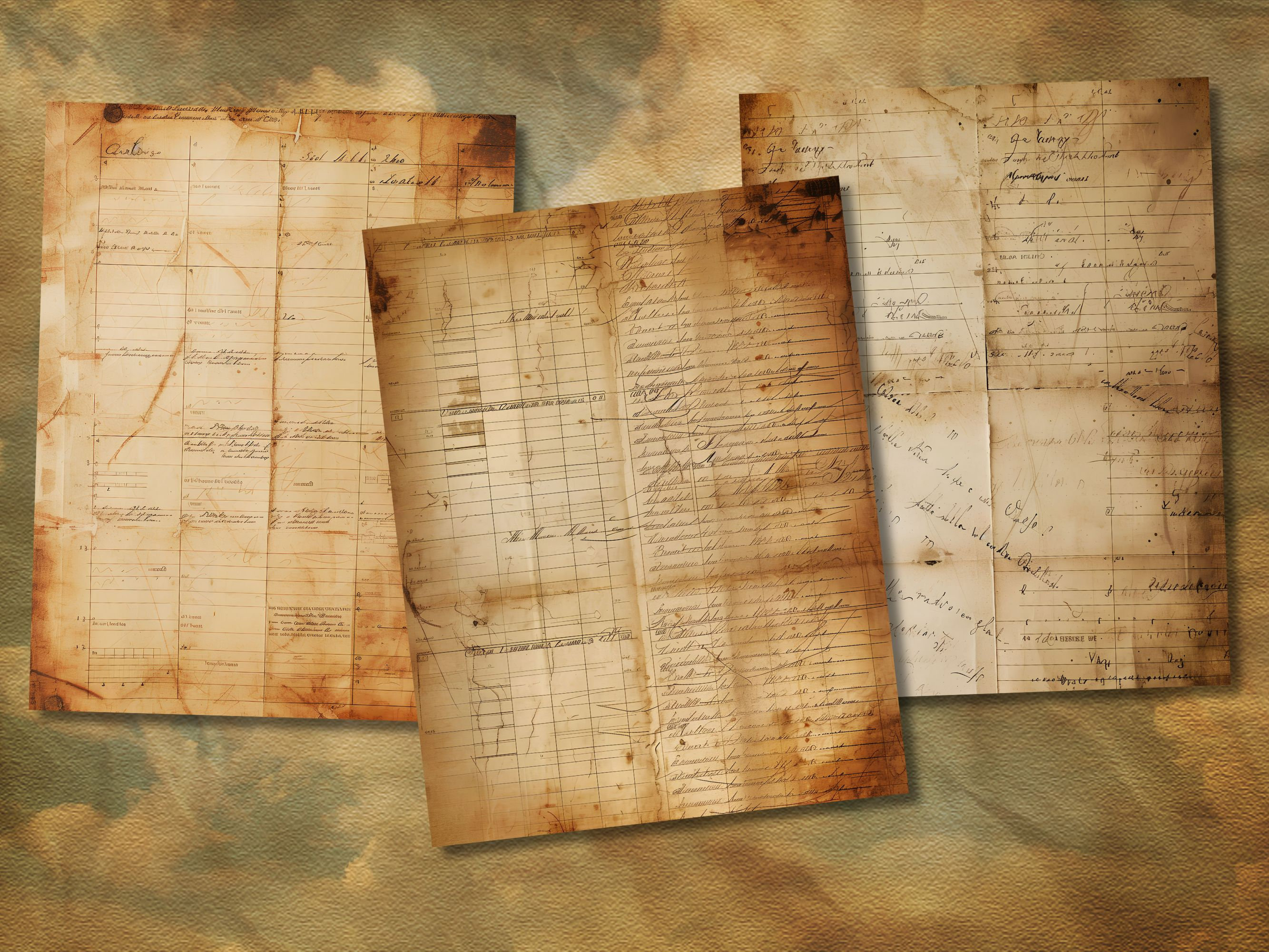 35 Ancient Ledger Papers, Junk Journal, 8.5x11, Printable, Historical ...