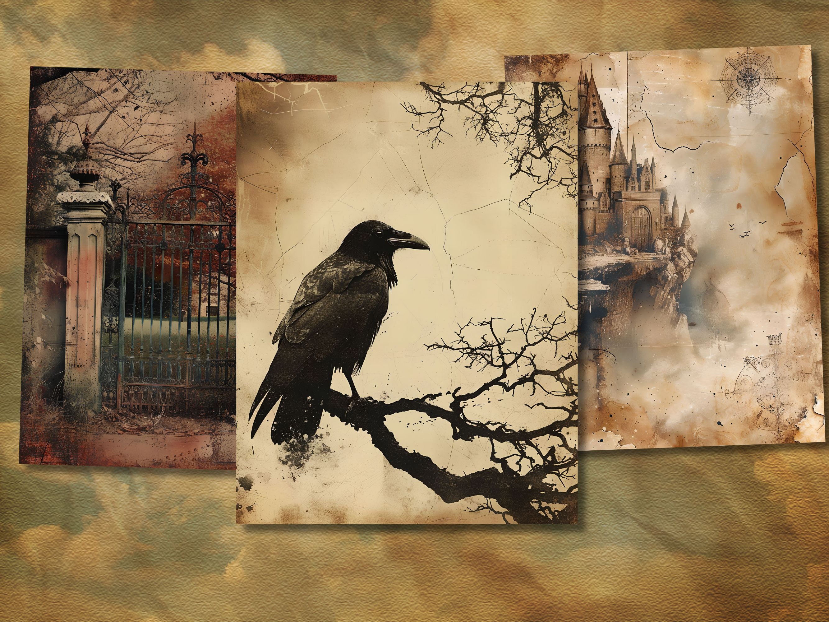 31 Vintage Gothic Papers, Junk Journal Pages, 8.5x11 Inch, Printable ...