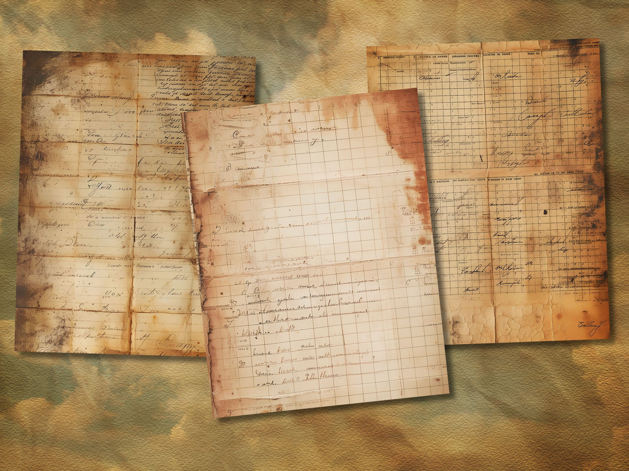 35 Ancient Ledger Papers, Junk Journal, 8.5x11, Printable, Historical ...