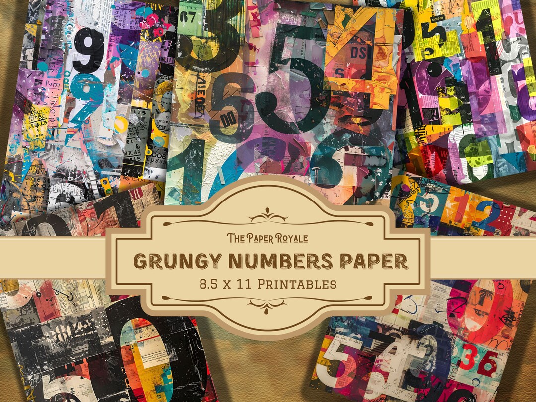 21 Grungy Numbers Papers, 8.5x11 Inch, Printable, Vintage Numeric ...