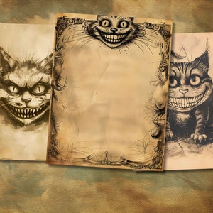 Cheshire Cat Printable Papers: Wonderland Scrapbook Pages (digital ...