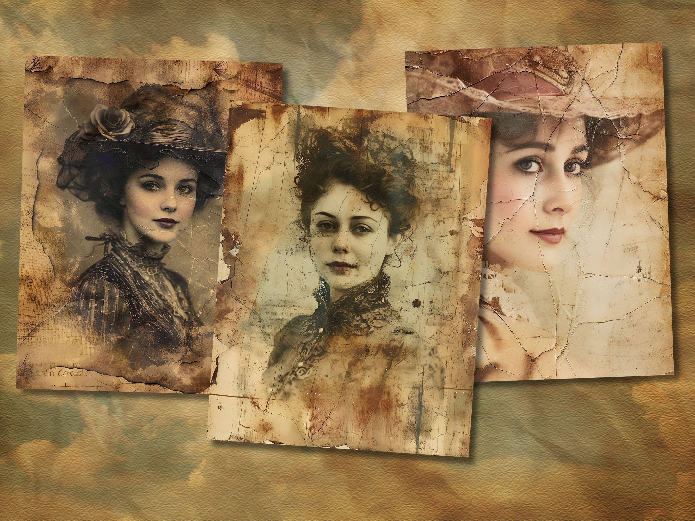 24 Victorian Lady Portrait Papers, Junk Journal Pages, 8.5x11 Inch ...