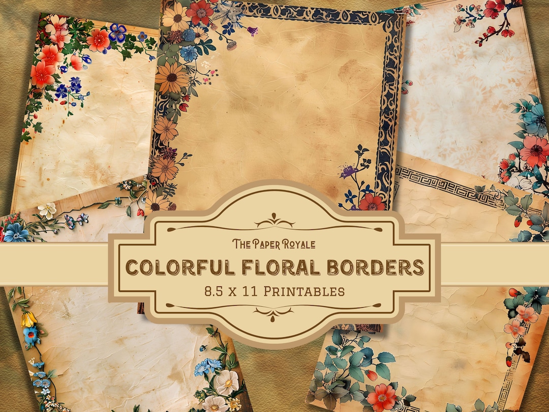25 Colorful Floral Borders, 8.5x11 Inch, Printable, Decorative Borders ...