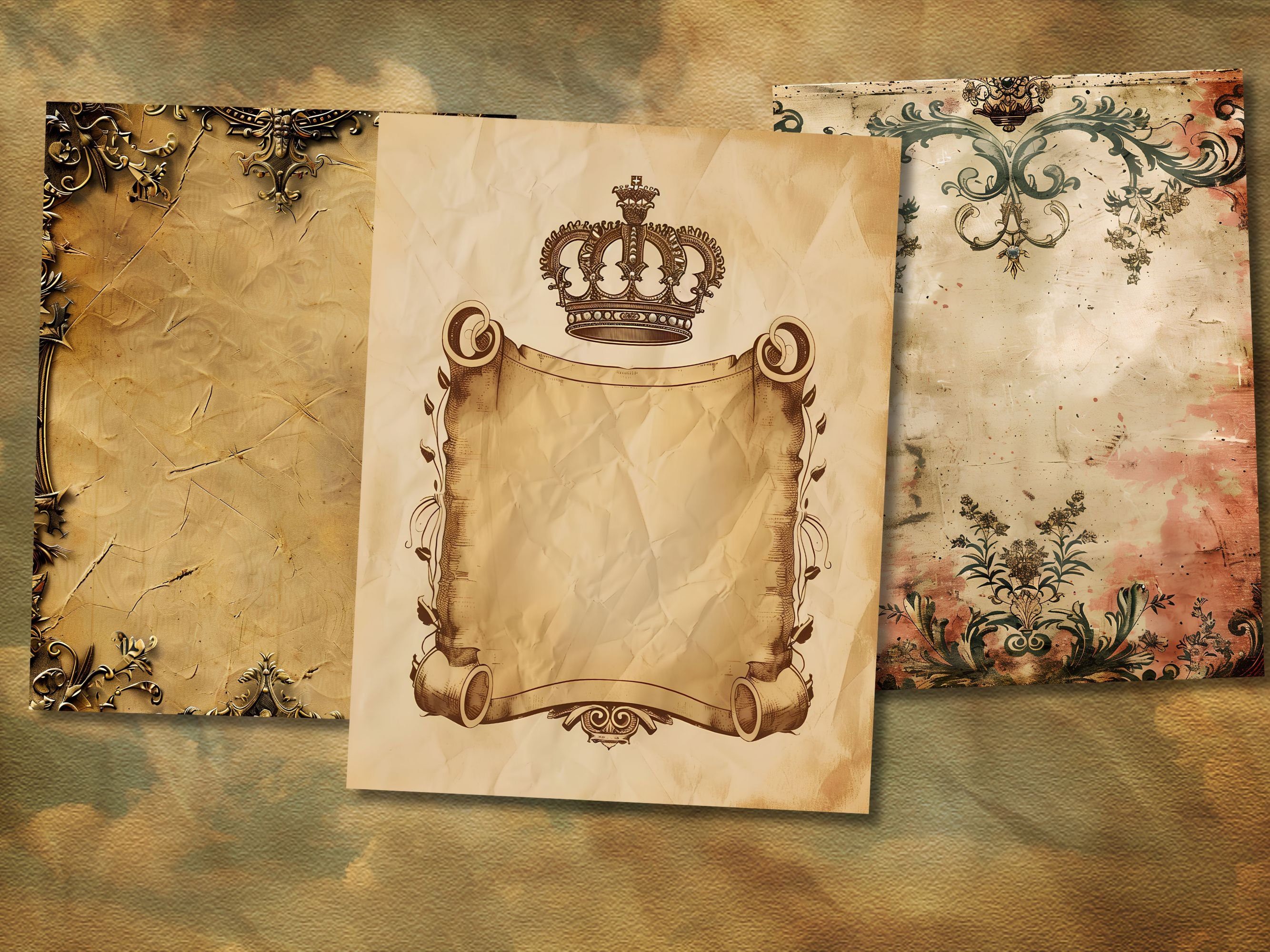 25 Vintage Royal Papers, 8.5x11 Inch, Printable, Royalty Themed ...