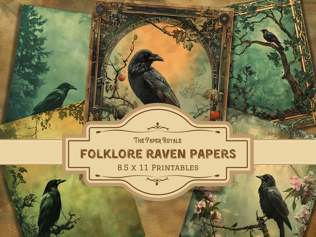 23 Folklore Ravens, Raven Journal Papers, 8.5x11 Inch, Printable ...