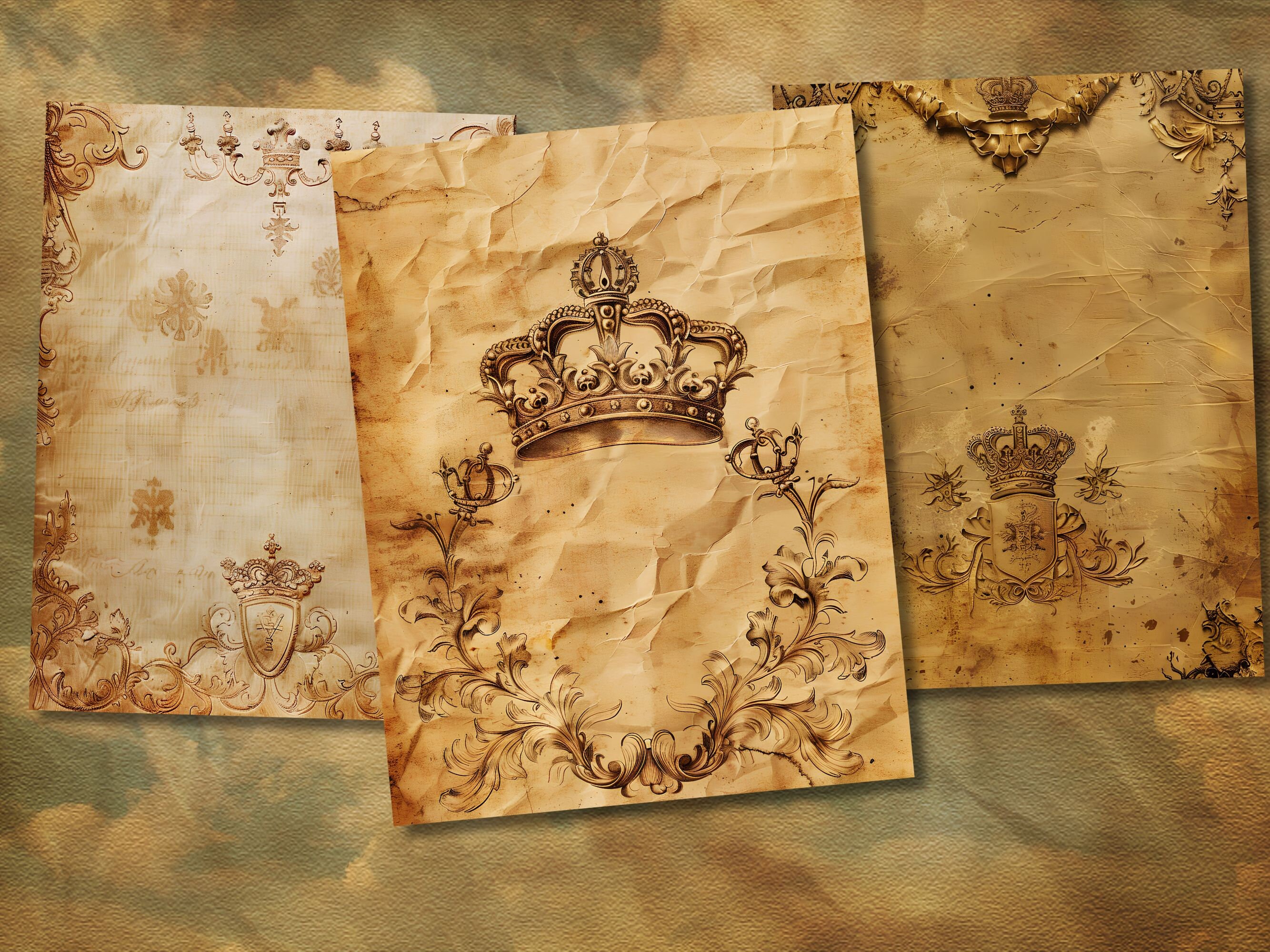 25 Vintage Royal Papers, 8.5x11 Inch, Printable, Royalty Themed ...