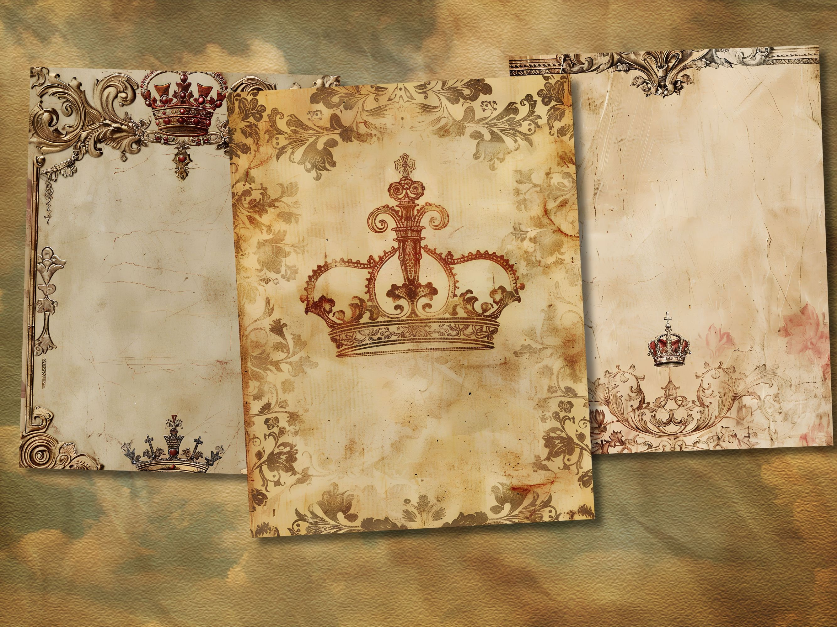 25 Vintage Royal Papers, 8.5x11 Inch, Printable, Royalty Themed ...