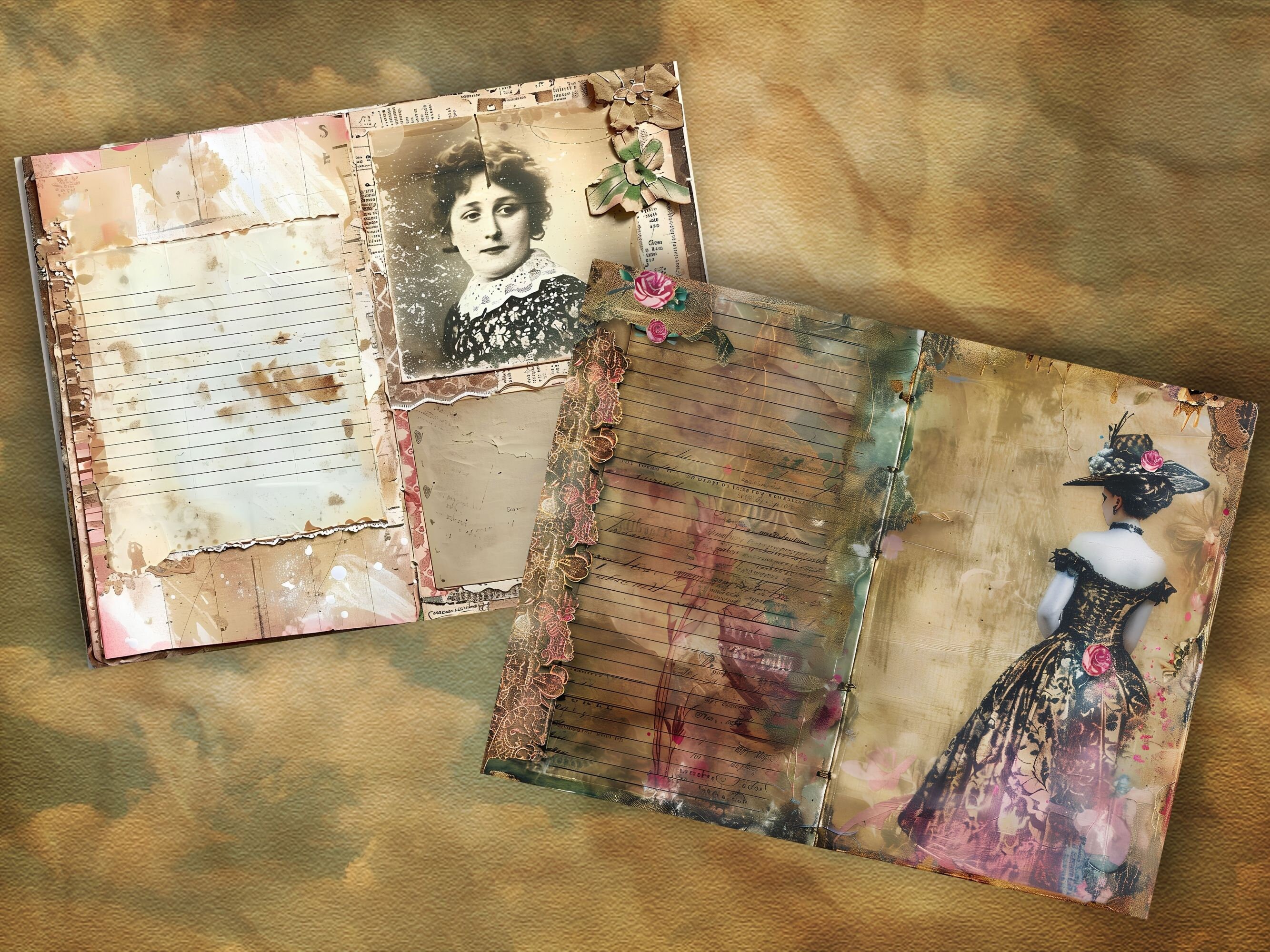 Victorian Era Junk Journal Pages: 15 Double Page Spreads (digital ...