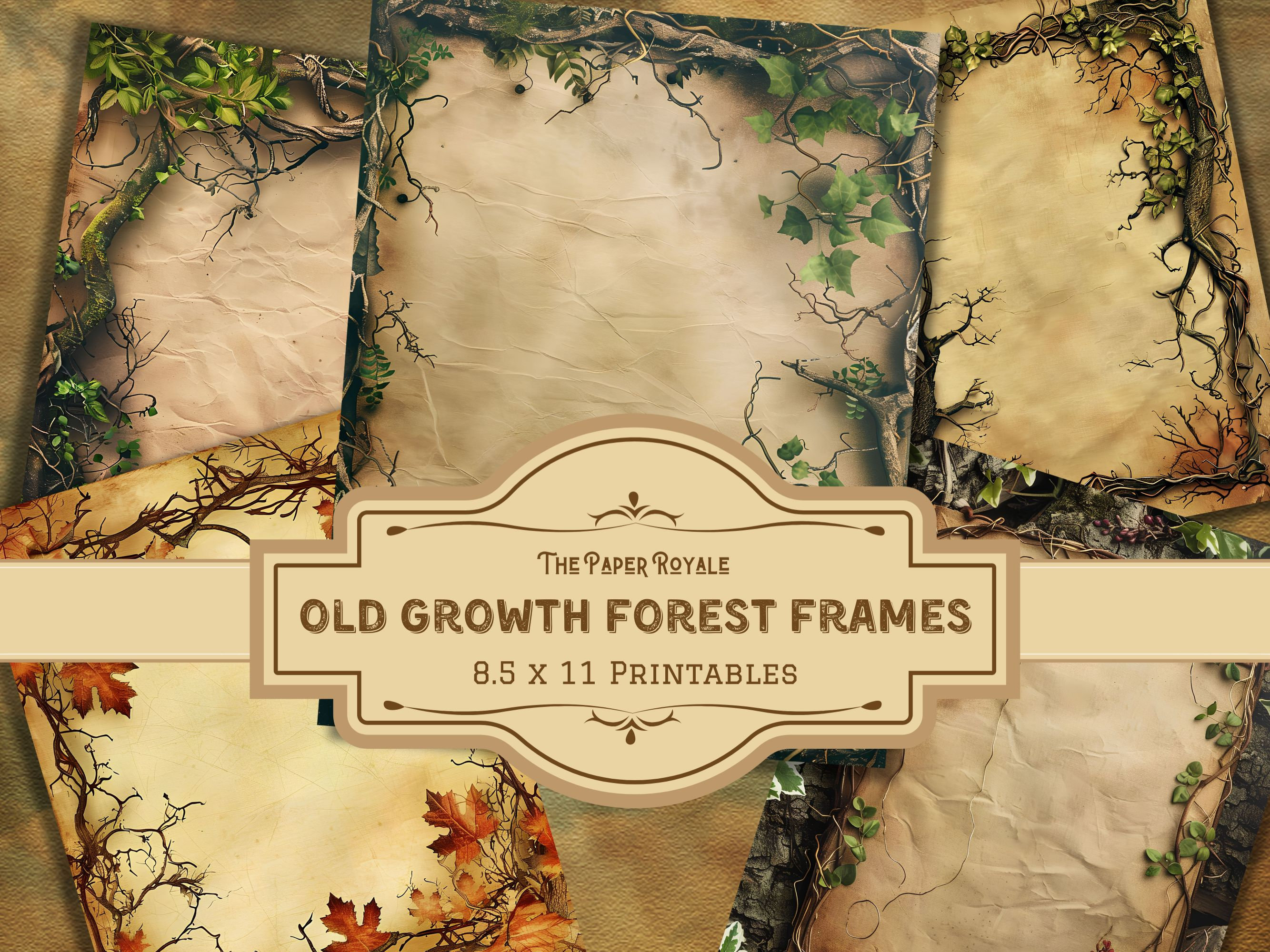 30 Dense Forest Frames, 8.5x11 Inch, Printable, Woodland Decorative ...