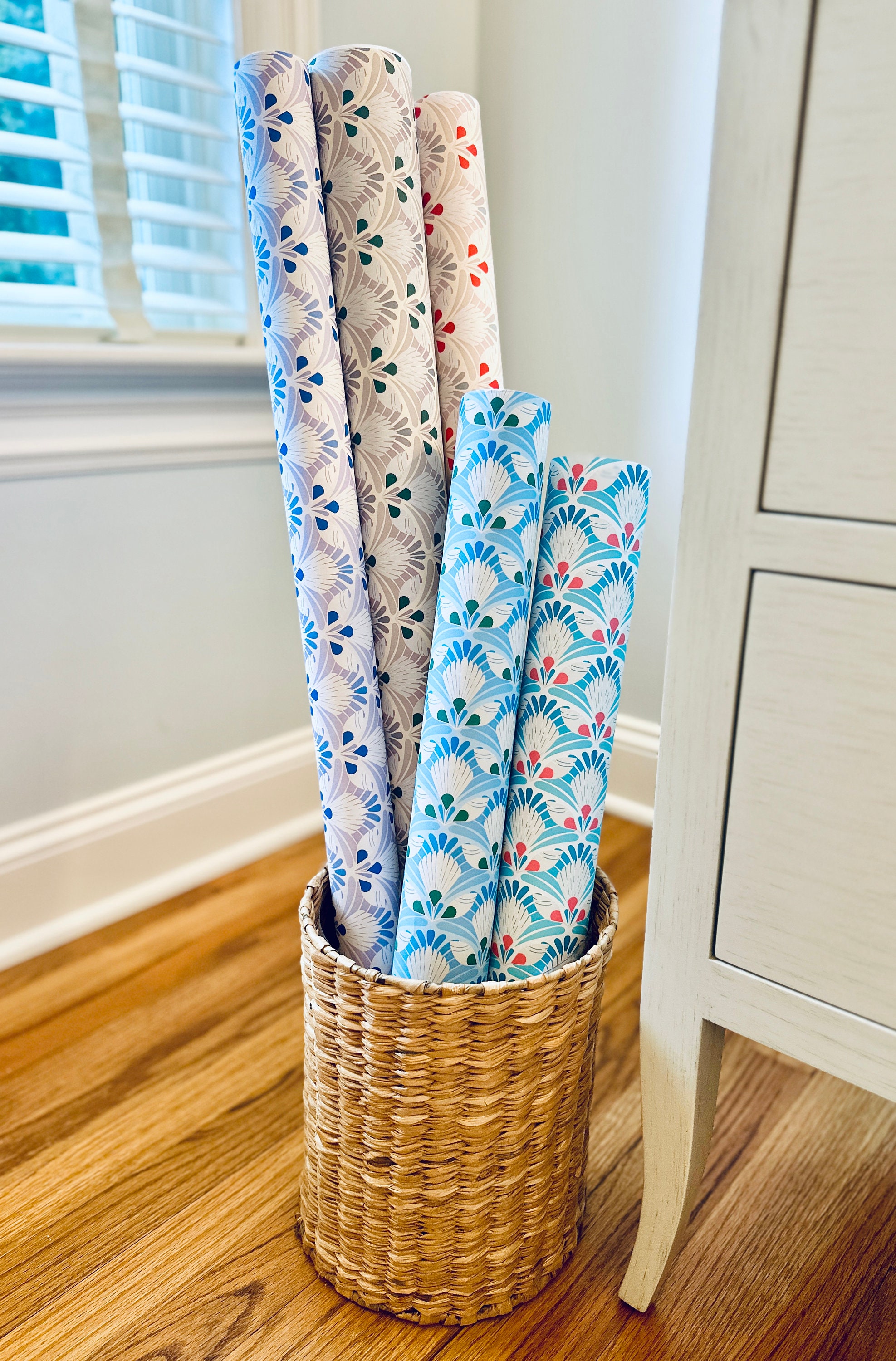 Block Print Premium Wrapping Paper - Fans in Lilac - Etsy