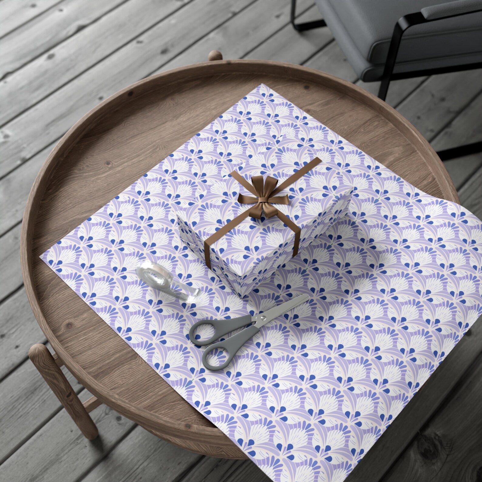 Block Print Premium Wrapping Paper Fans in Lilac - Etsy