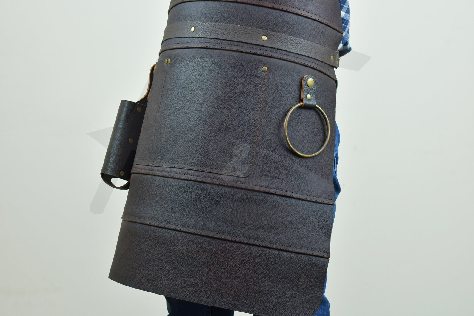 Personalized Cowhide Leather Chef Apron With Towel Ring & Bottle Hanger ...