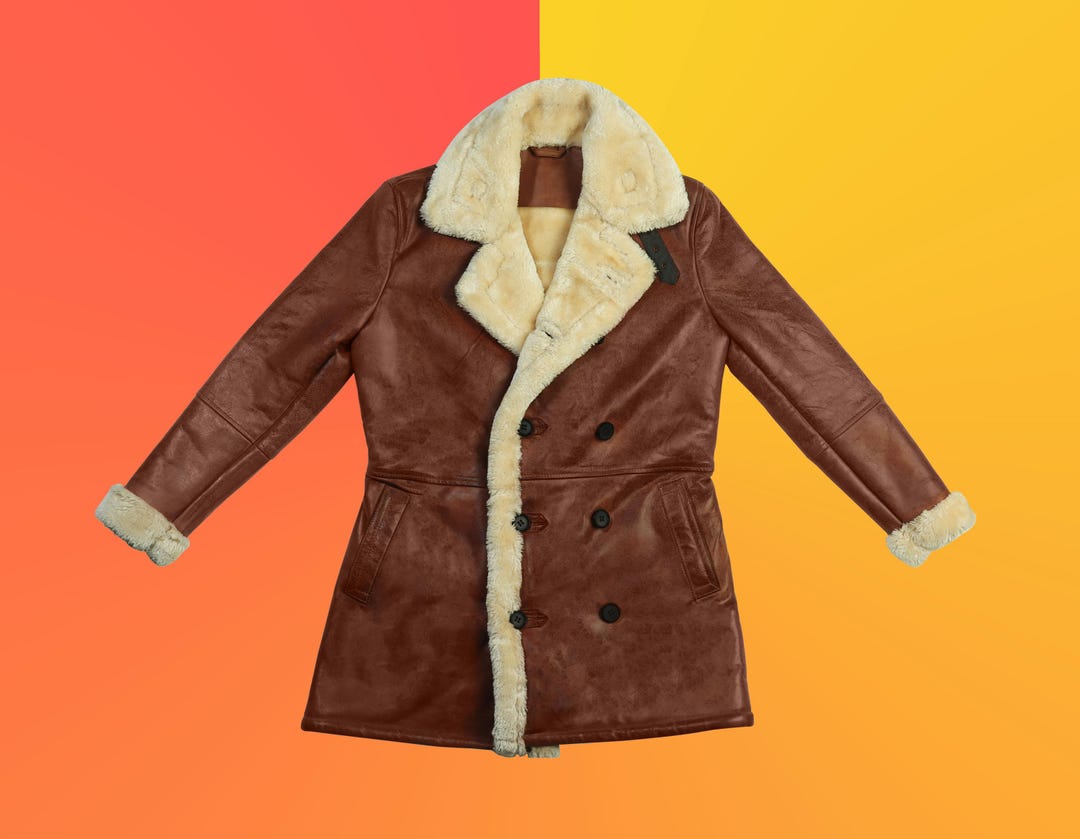 Women's Genuine Vintage Leather Shearling Fur Jacket - Goatskin Leather ...