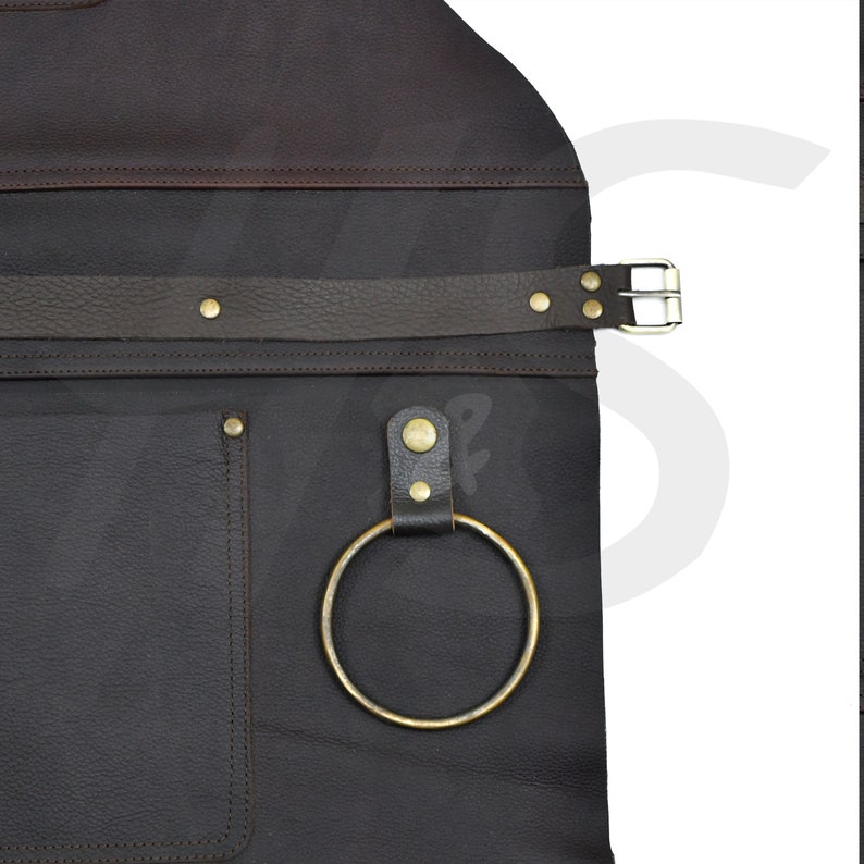 Personalized Cowhide Leather Chef Apron With Towel Ring & Bottle Hanger ...