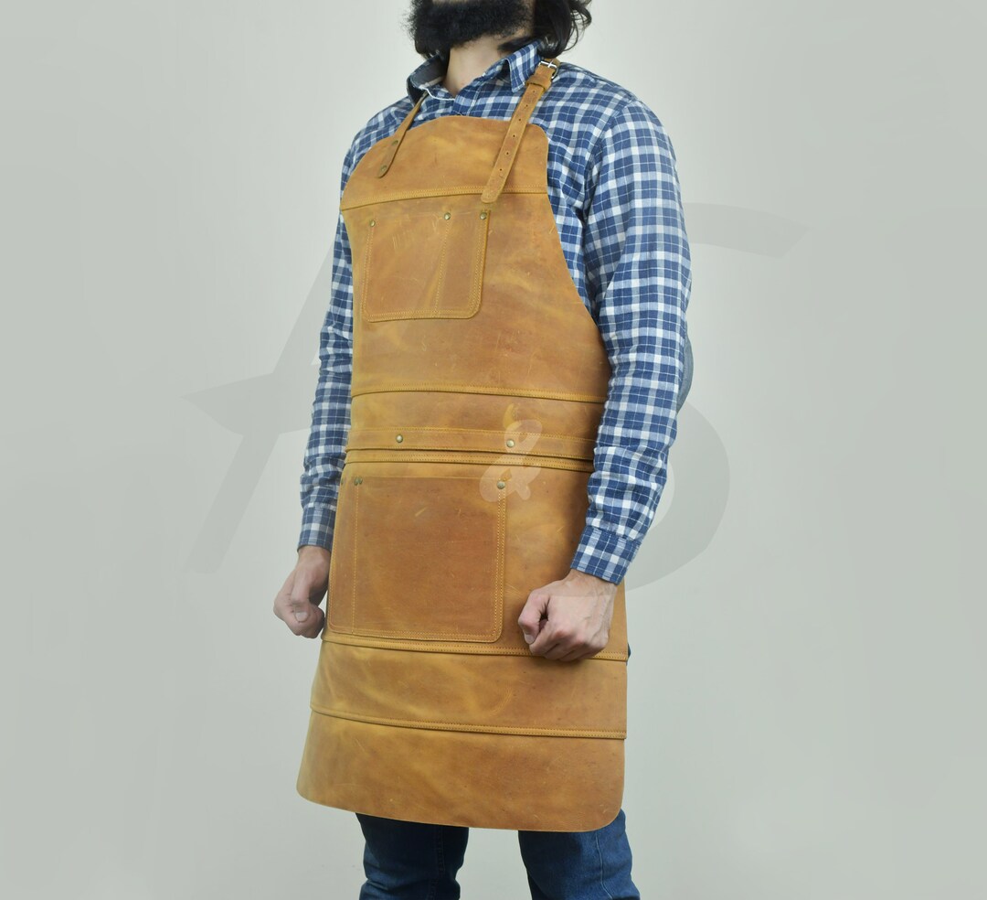 Customized Cowhide Pull up Leather Woodworking Apron for Men ...