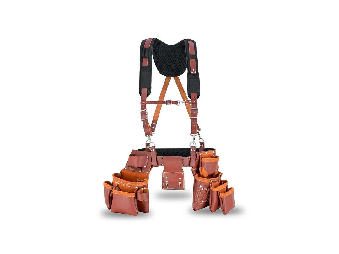 Customized Cowhide Multi Pockets Tool Belt With Adjustable Waist Belt ...