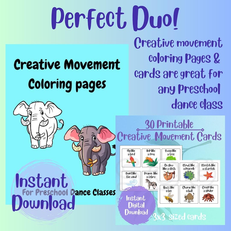 Animal Action Coloring Pages: Preschool Dance & Movement (digital ...