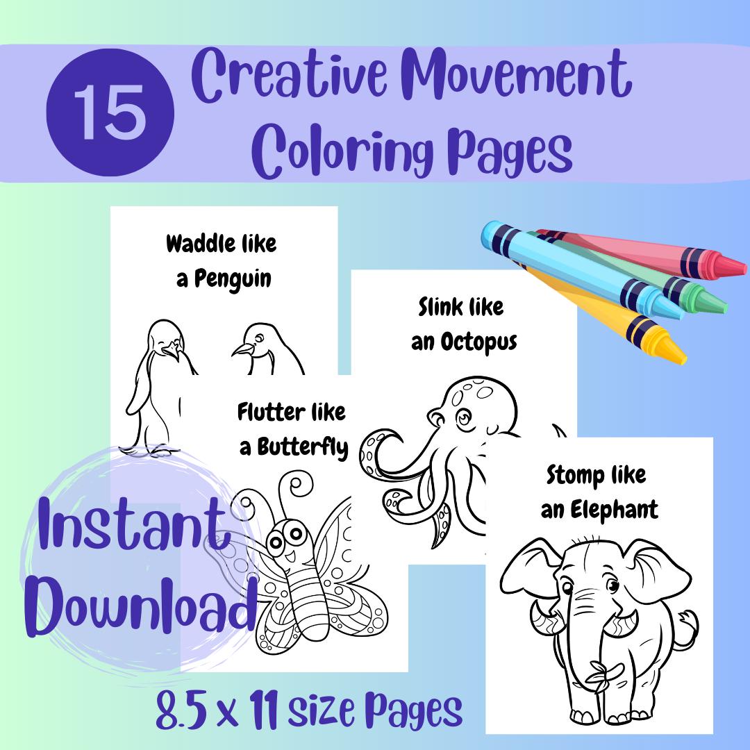 Printable Creative Movement Coloring Pages for Preschool Dance Classes ...