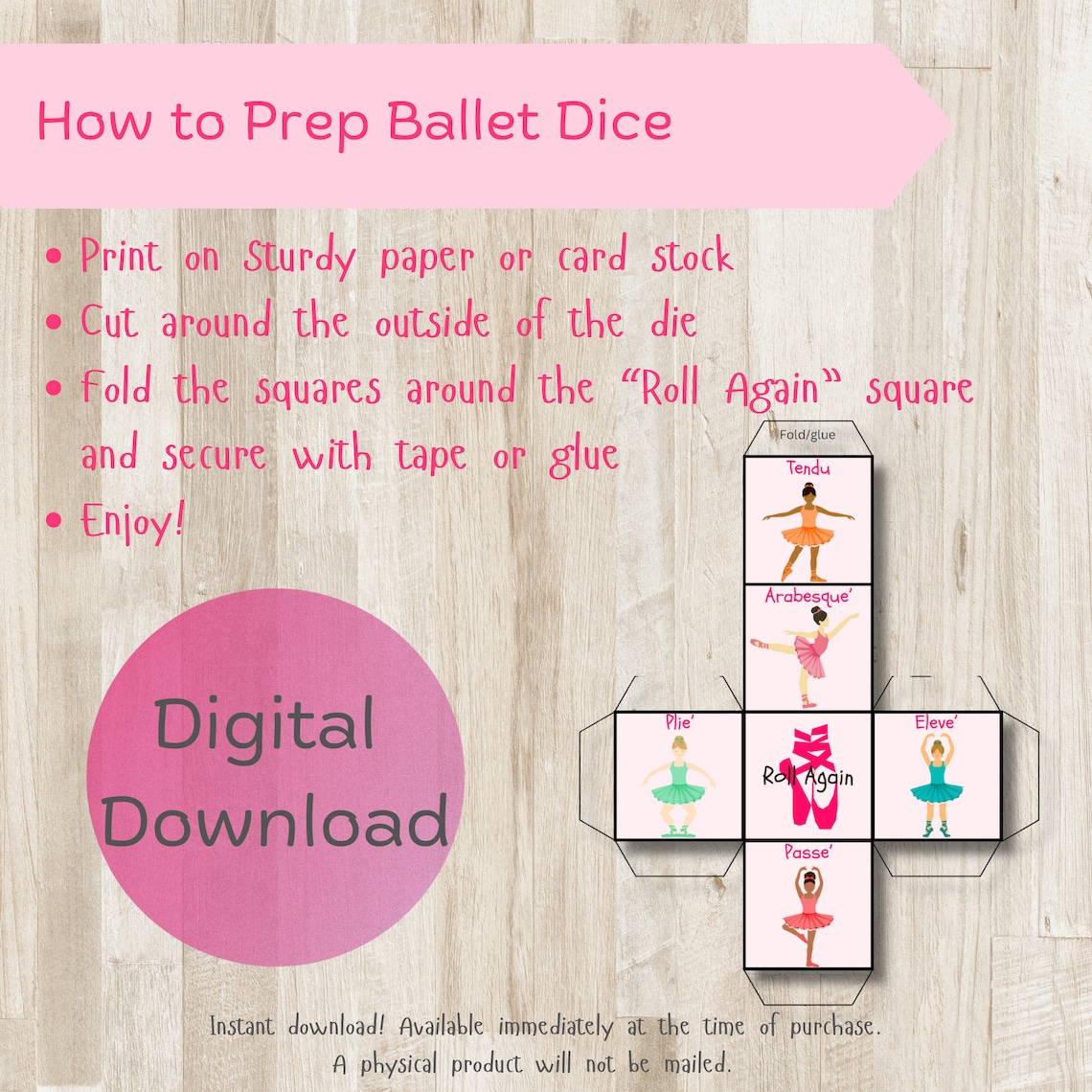 Ballet Vocabulary Dice Game: Preschool Dance Activity (digital Download ...