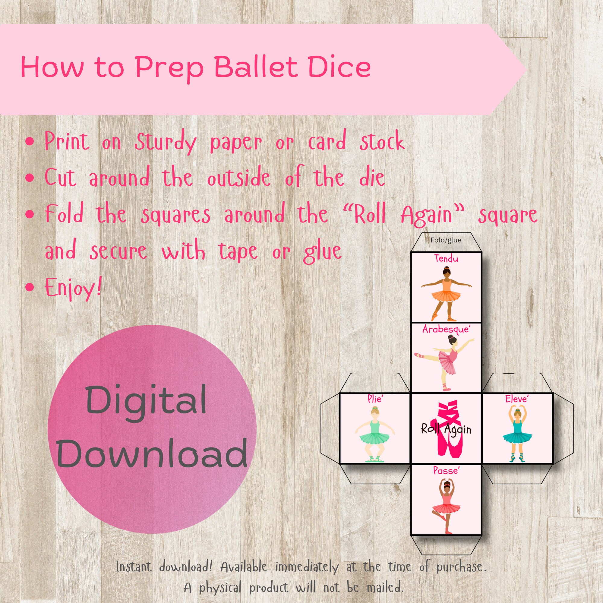 Dance Vocabulary Activity Dice Preschool|ballet Movement Games for ...