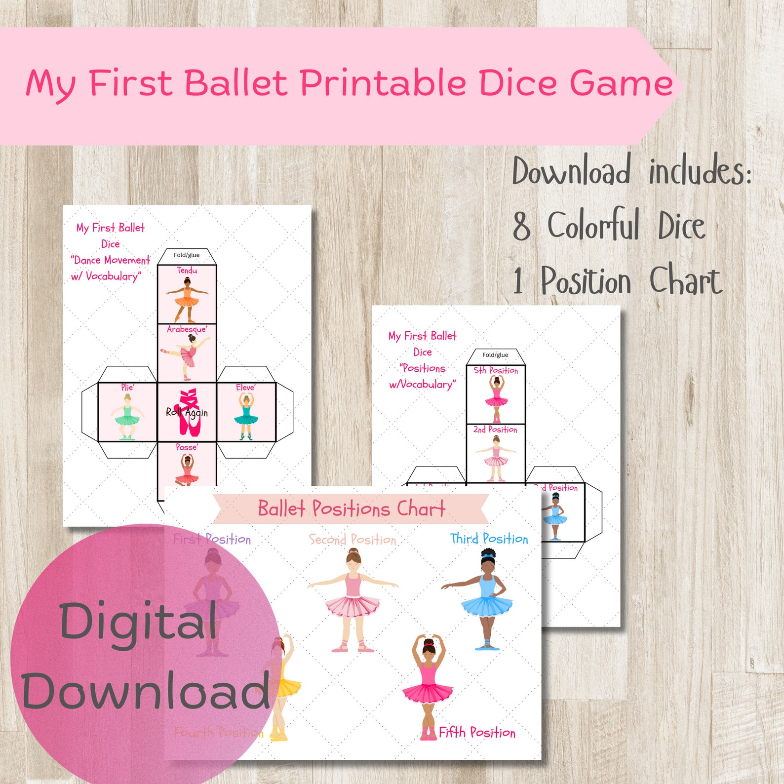 Dance Vocabulary Activity Dice Preschool|ballet Movement Games for ...