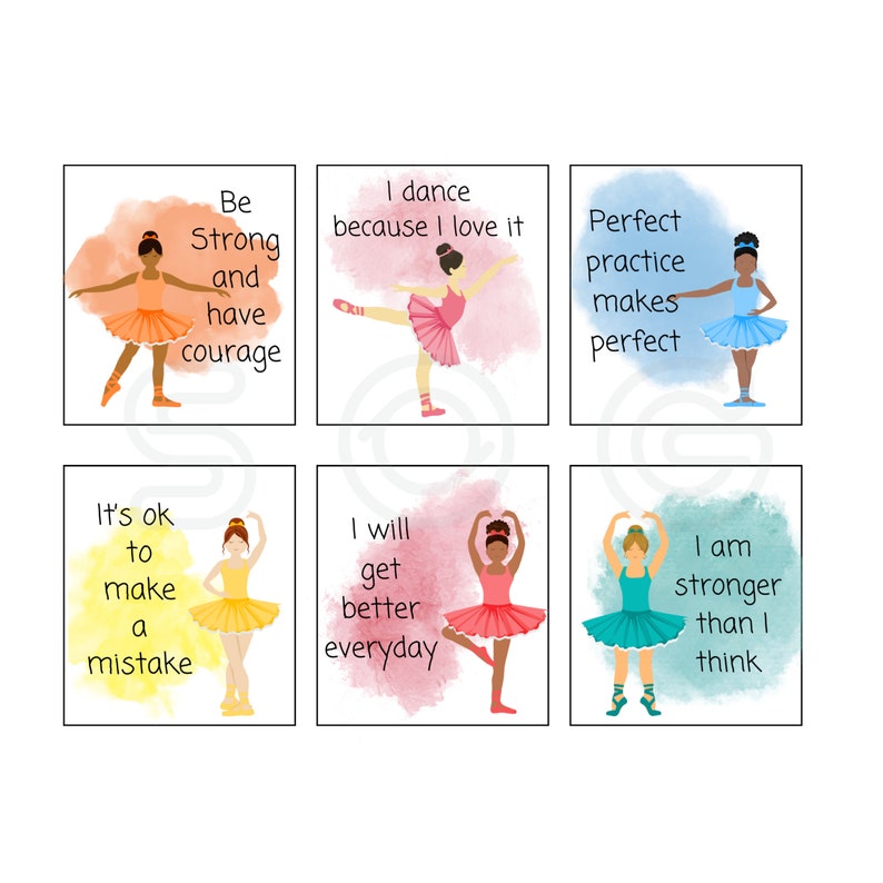 36 Cute Printable Affirmation and Motivation Cards for Dancers Positive ...