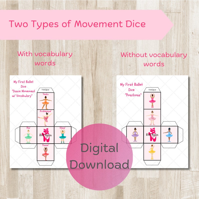 Dance Vocabulary Activity Dice Preschool|ballet Movement Games for ...