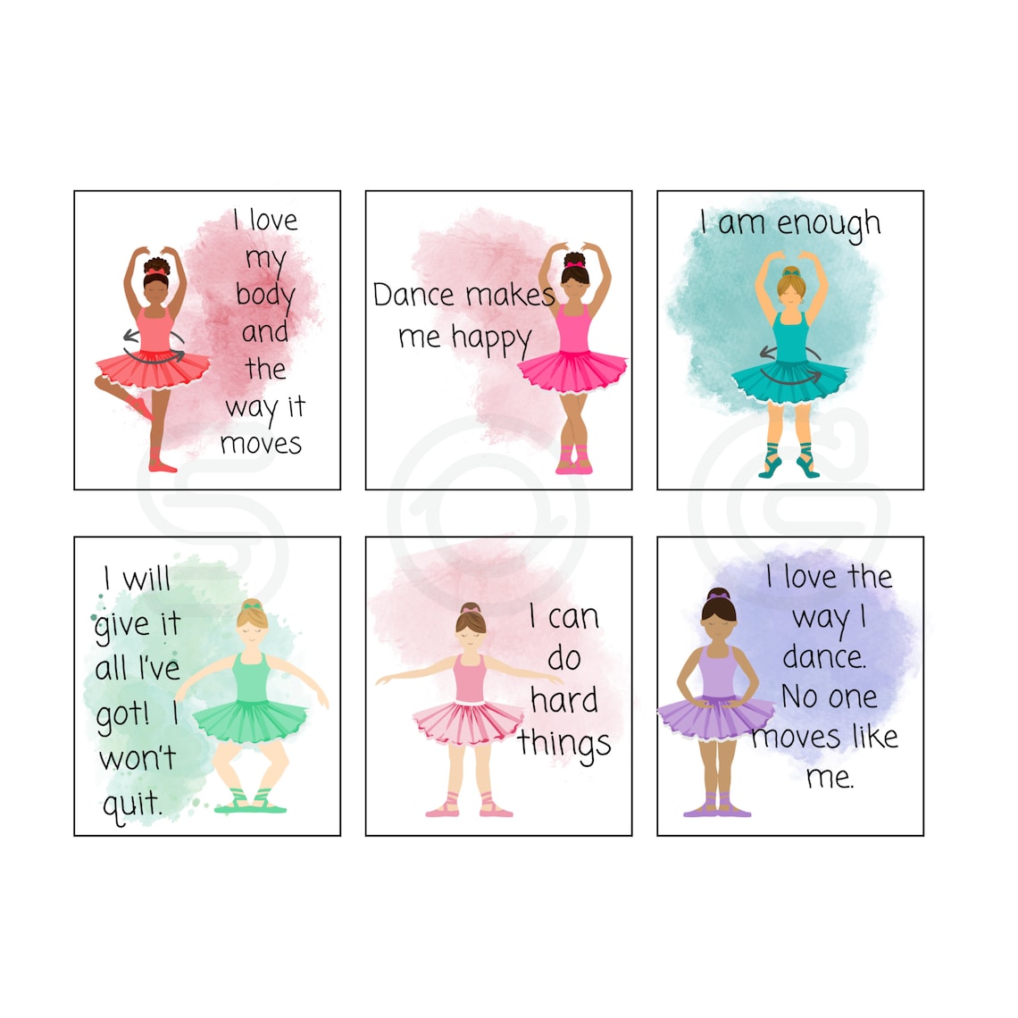 36 Cute Printable Affirmation and Motivation Cards for Dancers Positive ...