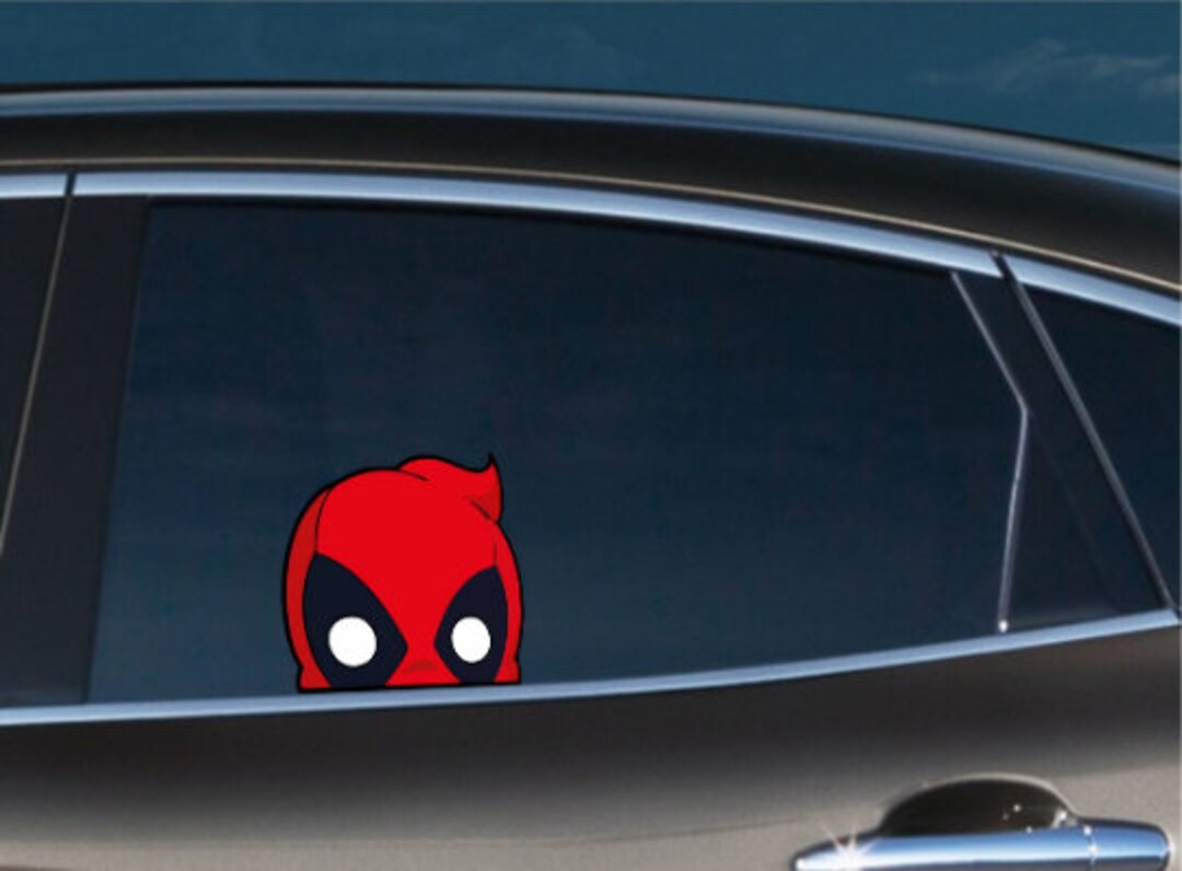 Deadpool Funny Peeking Peek Peekabo Bumper Window Vinyl Decal Cute Boy ...