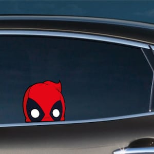 Deadpool Funny Peeking Peek Peekabo Bumper Window Vinyl Decal Cute Boy ...