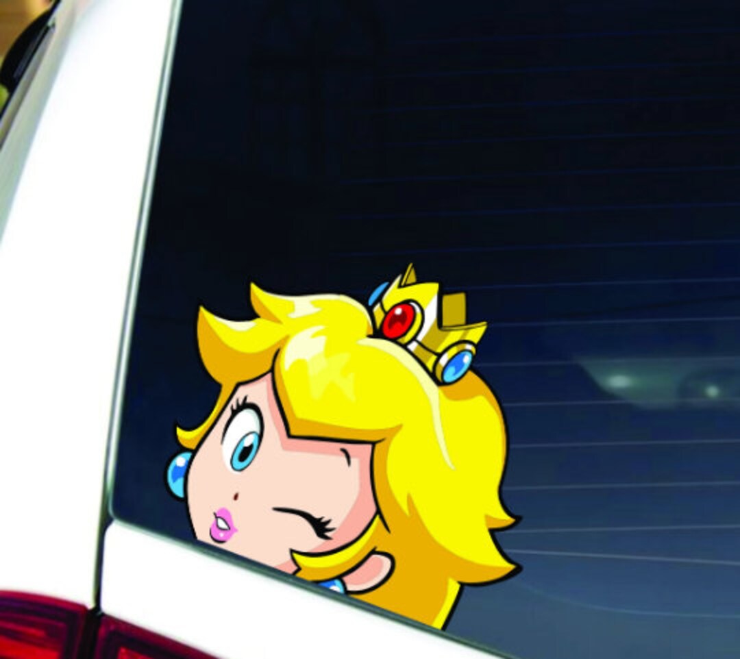 Cute Peach Princess Peeking Peekers Peekabo Bumper Window Vinyl Decal ...
