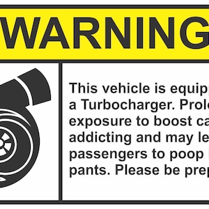 Funny Turbo Warning Label Decal Car Bumper Bike Sticker LOL Trucks Suv ...