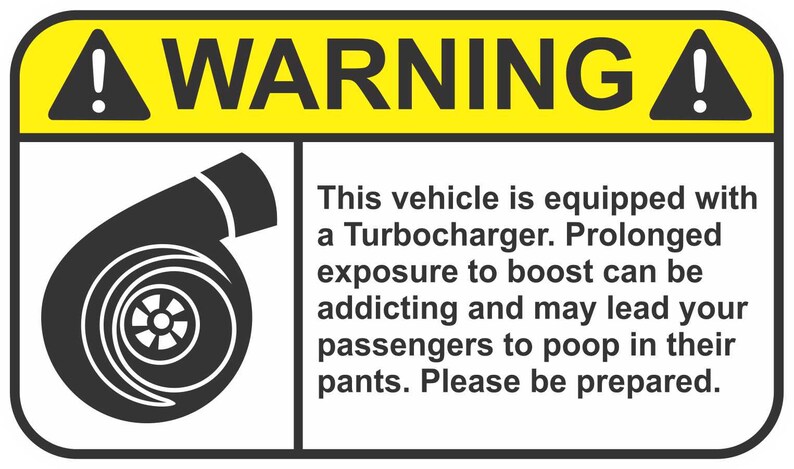 Funny Turbo Warning Label Decal Car Bumper Bike Sticker LOL Trucks Suv ...