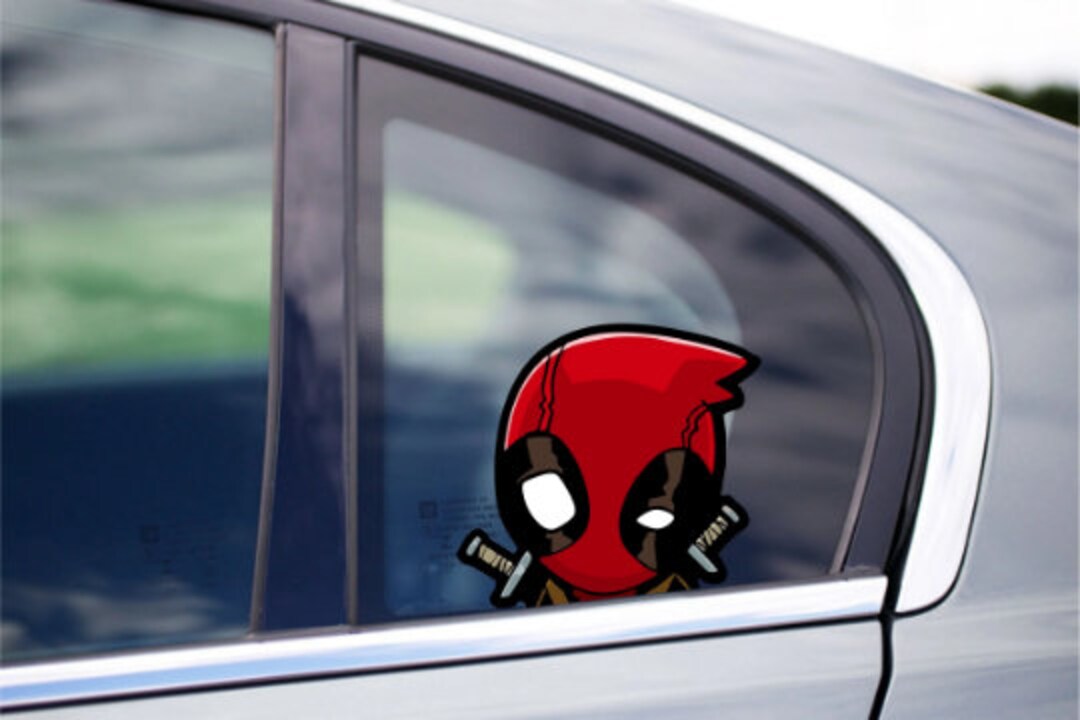 Cute Deadpool Funny Peeking Peek Peekabo Bumper Window Vinyl Decal Cute ...