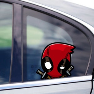 Cute Deadpool Funny Peeking Peek Peekabo Bumper Window Vinyl Decal Cute ...