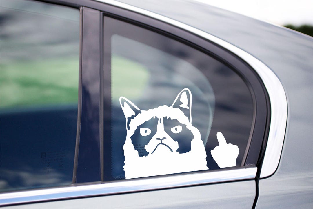 Angry Cat Middle Finger Window or Bumper Funny Meme Lol Vinyl Decal JDM ...