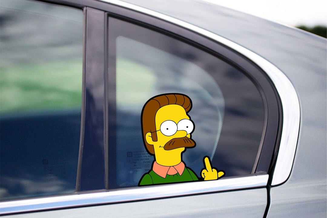 Ned Flanders Finger Meme Peeking Peek Peekabo Peekers Auto Fenster ...