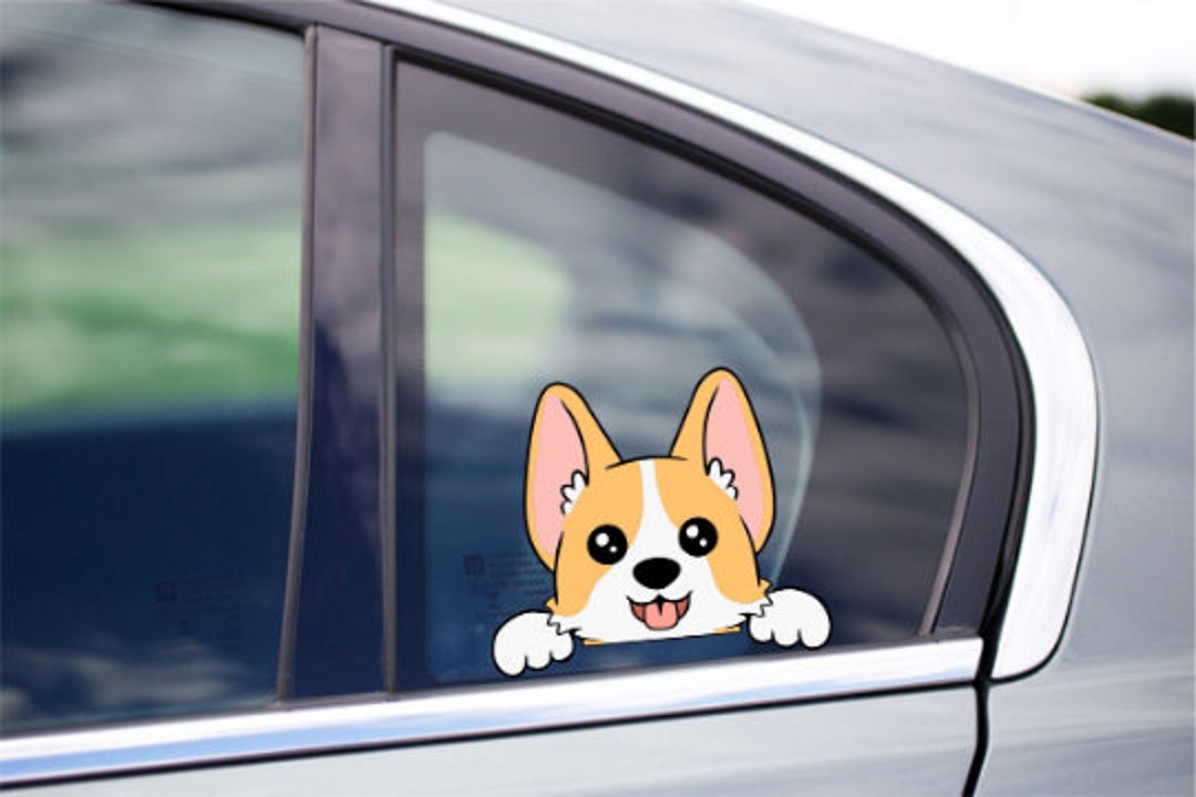 Cute Corgi Peeking Peek Peekabo Peekers Bumper Window Vinyl Decal ...