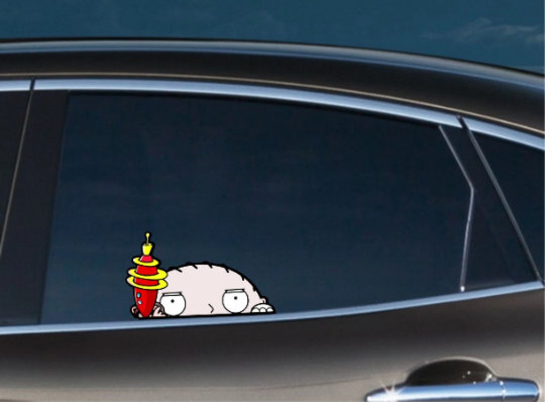 Stewie With a Toy Gun Peeking Peek Peekabo Bumper Window Vinyl Decal ...