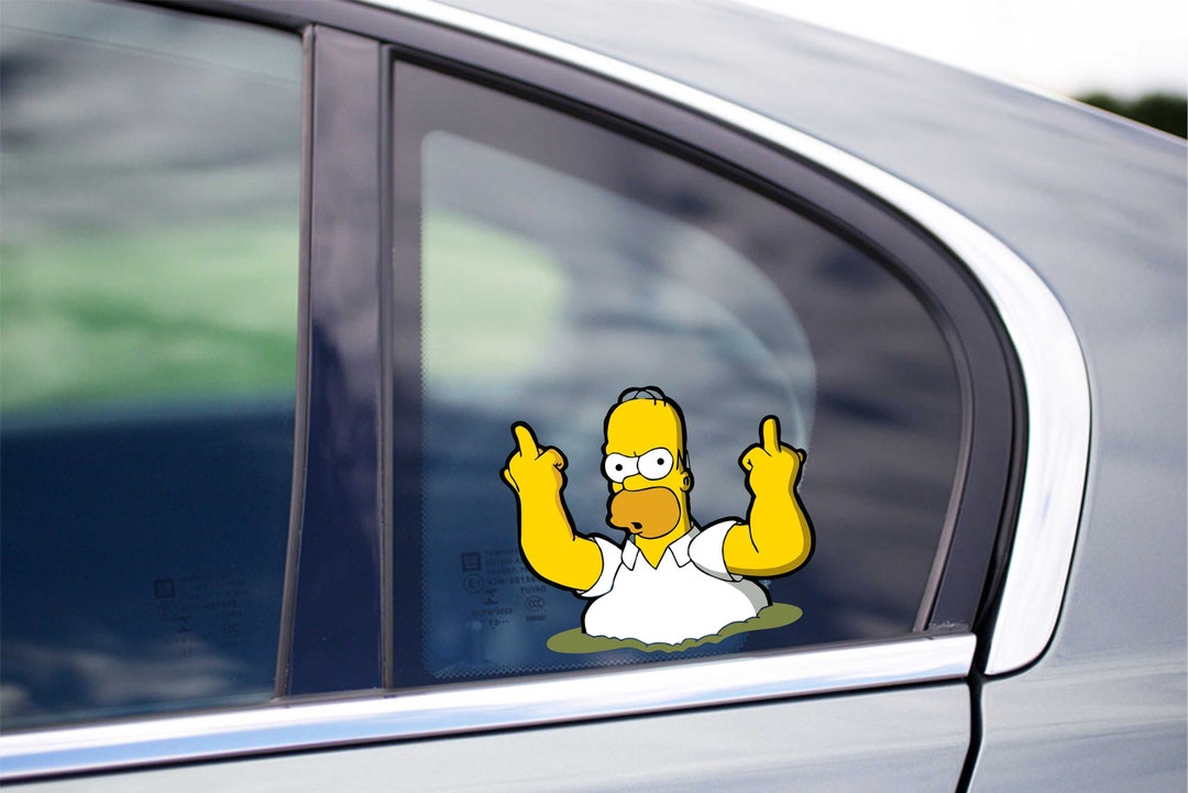 Homer Middle Finger Meme Peeking Peek Peekabo Peekers Bumper Window ...