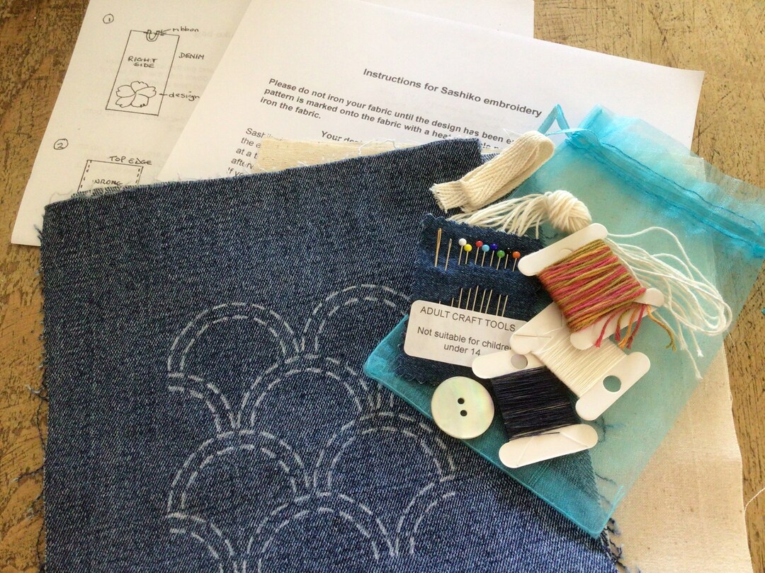 Sashiko Pocket Bag Stitching Kit Japanese Stitching - Etsy