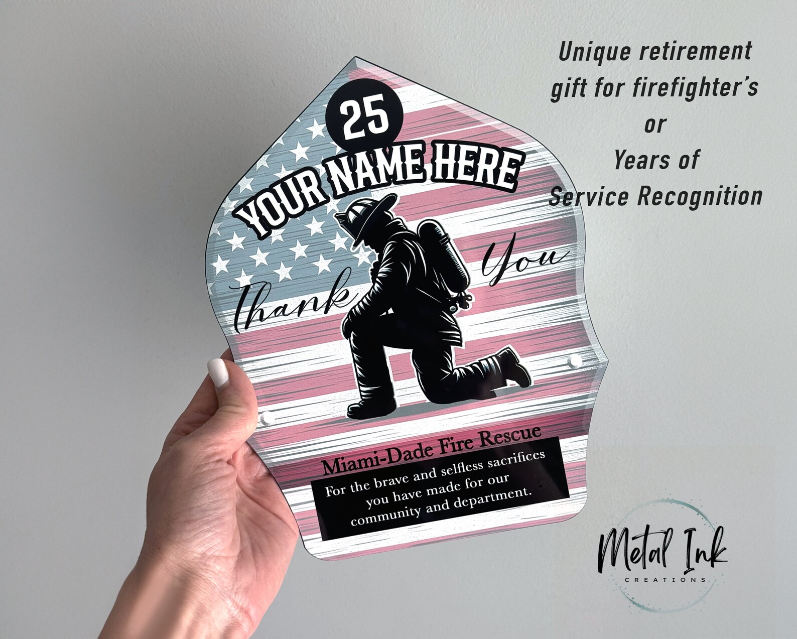 Firefighter Shield Plaque: Personalized Retirement Gift, Service Award ...