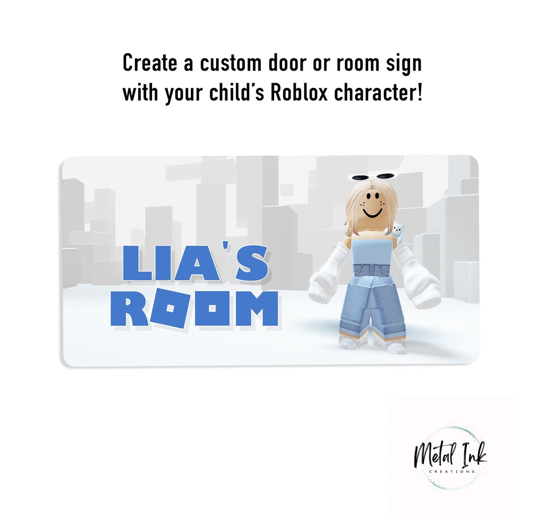 Bedroom Door Sign With Child's Roblox Character, Kid's Personalized ...