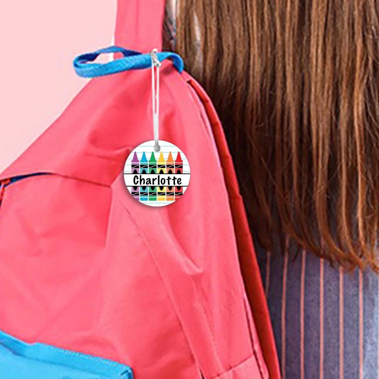 Personalized Backpack Name Tag | Kid’s Circle Bag Tag for School ...