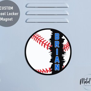 Personalized Baseball Locker Magnet: Custom Team Name Tag, School ...