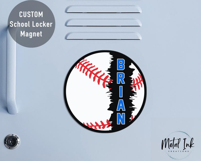 Personalized Baseball Locker Magnet: Custom Team Name Tag, School ...