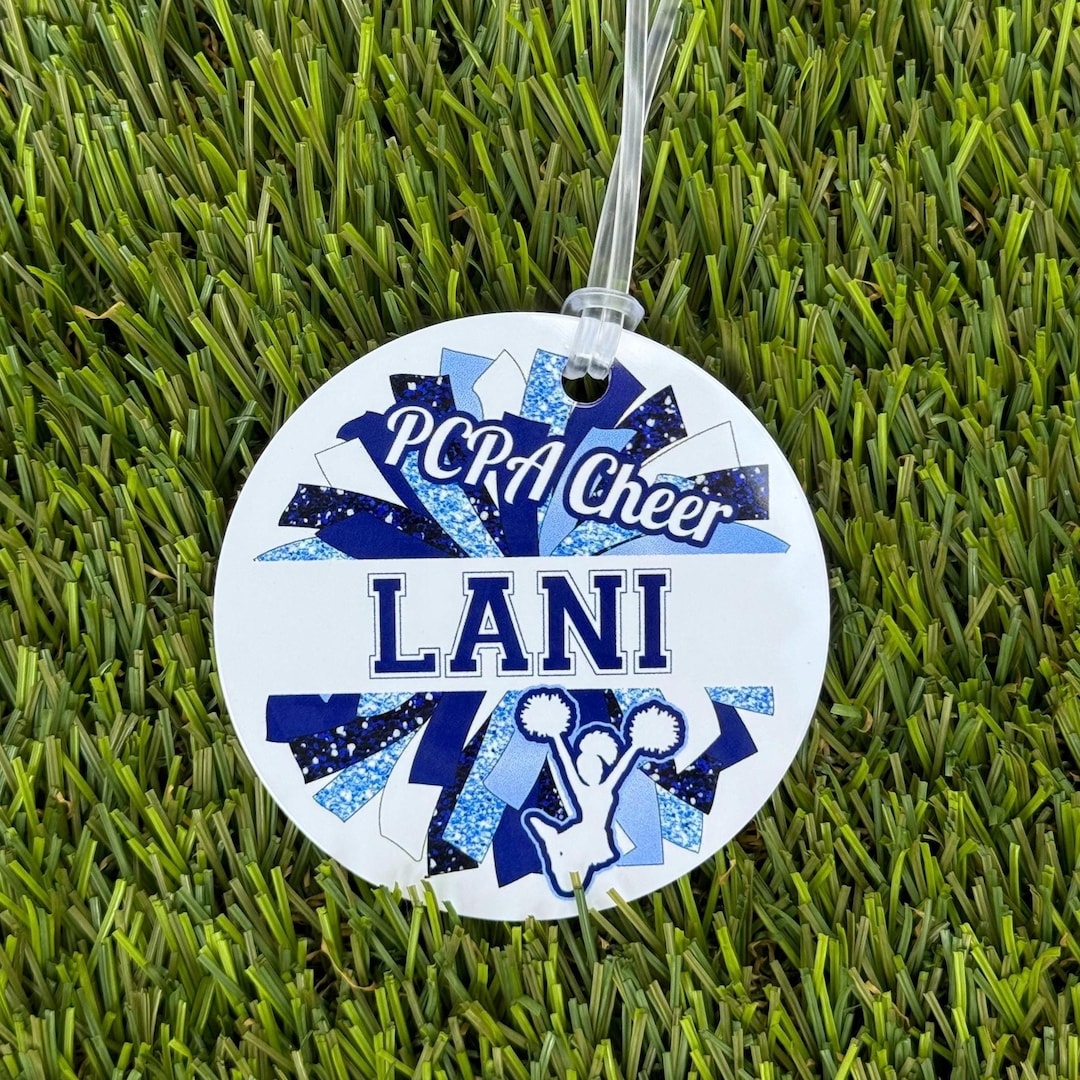 Personalized Cheer Bag Tags Pompom Name Tag, Cheer Team Backpack ...